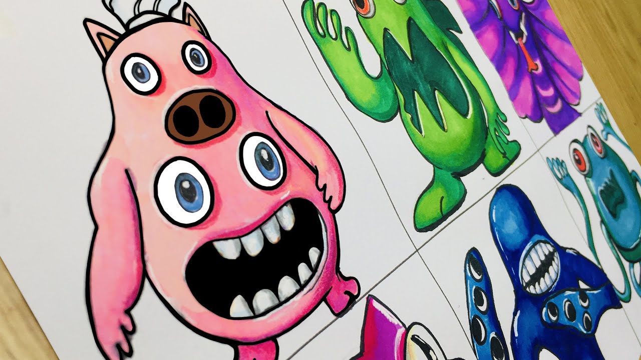 Drawing All Monsters Garten Of BanBan 3 Cartoon vs Realistic - Easy ...
