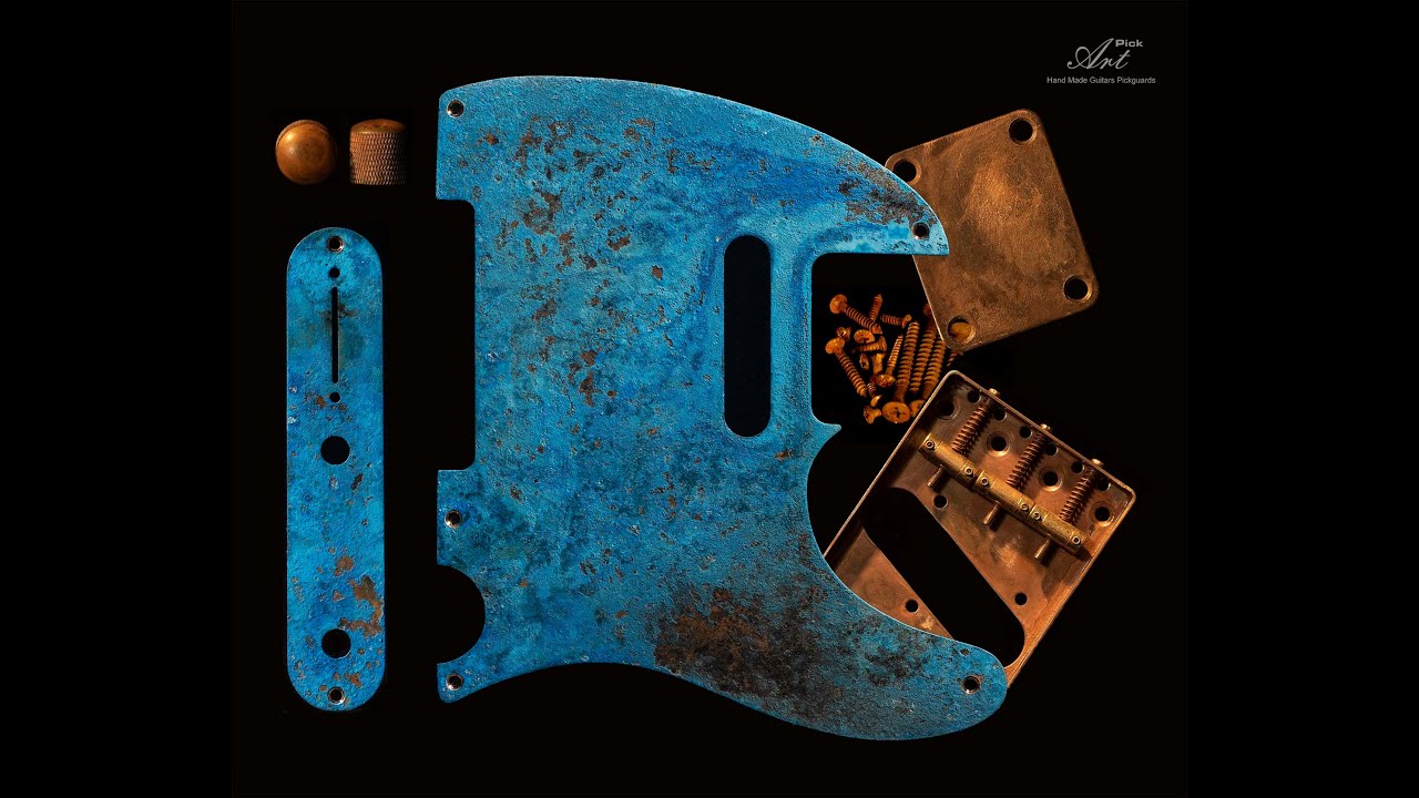 Telecaster Pickguard Big Set Blue Patina 1 YT - YouTube