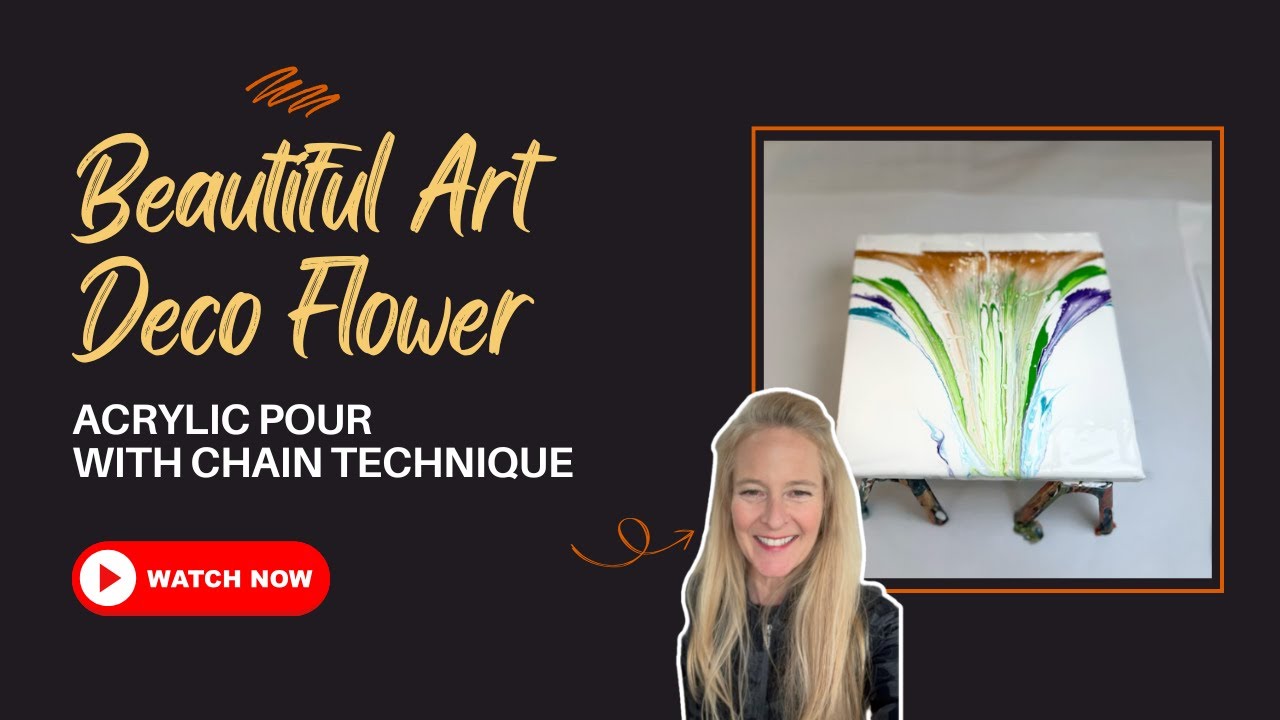 Beautiful ART DECO FLOWER ~ Acrylic Pour with Chain Technique - YouTube