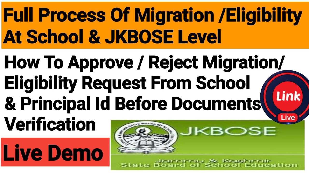 JKBOSE Migration/Eligibility. How To Approve /Reject Migration ...