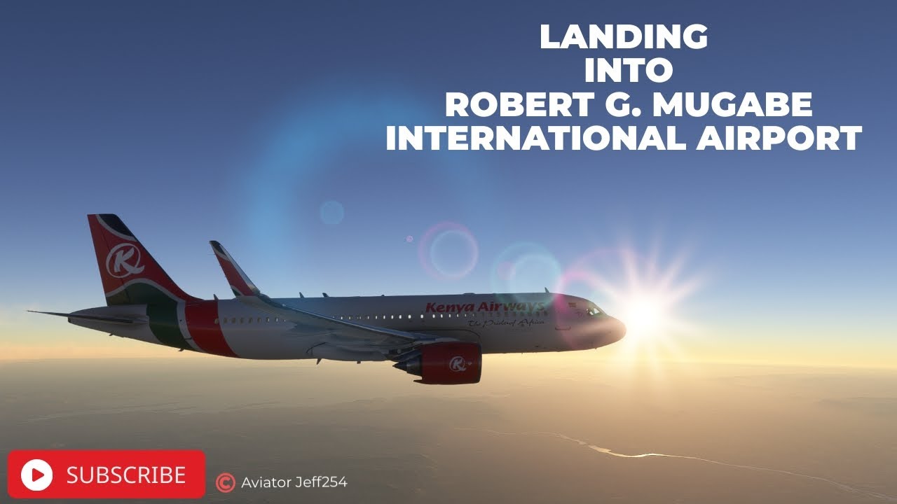 Kenya Airways Landing into Robert Gabriel Mugabe International Airport ...