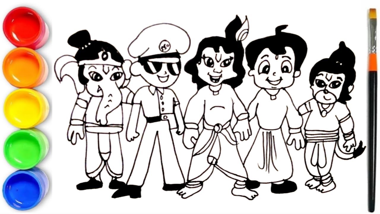 How to draw Chota Bheem, Little Krishna, Little Singham, Little Hanuman ...