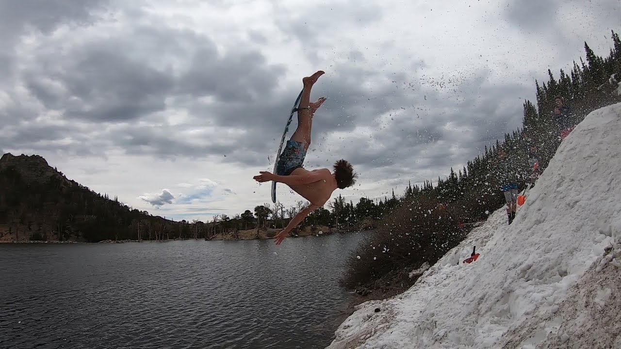 Backflip on a sled! Giant Sled Jump Into Icy Glacier Lake! - YouTube