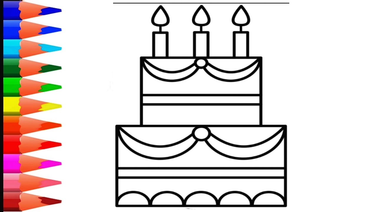 How to Draw a Simple Cute Cake - YouTube
