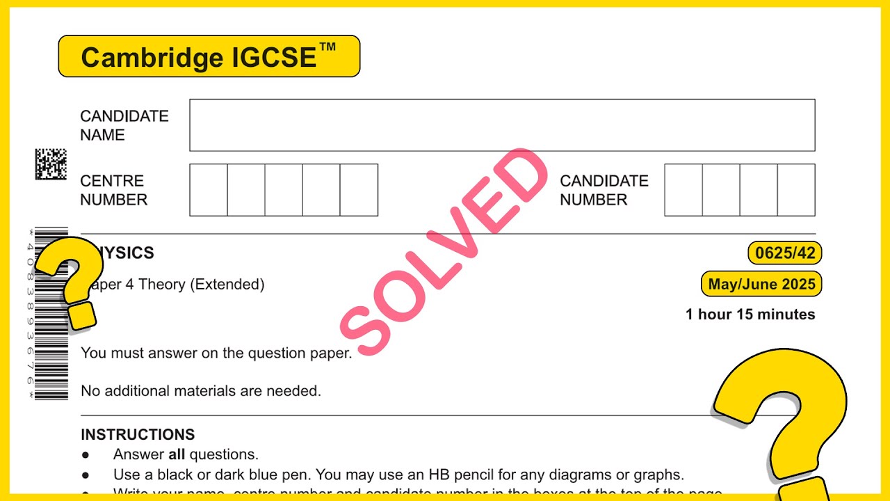 IGCSE Physics 0625 May/June 2025 Paper 42 SOLVED!! - YouTube