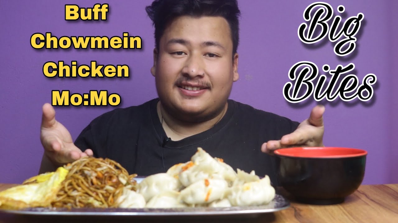 Buff Chowmein And 2 Plate Chicken MoMo | Nepali Mukbang - YouTube