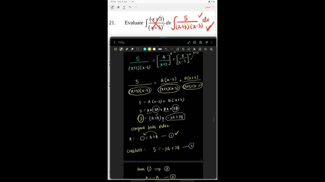 Tutorial Integration using Partial Fraction Decomposition - YouTube