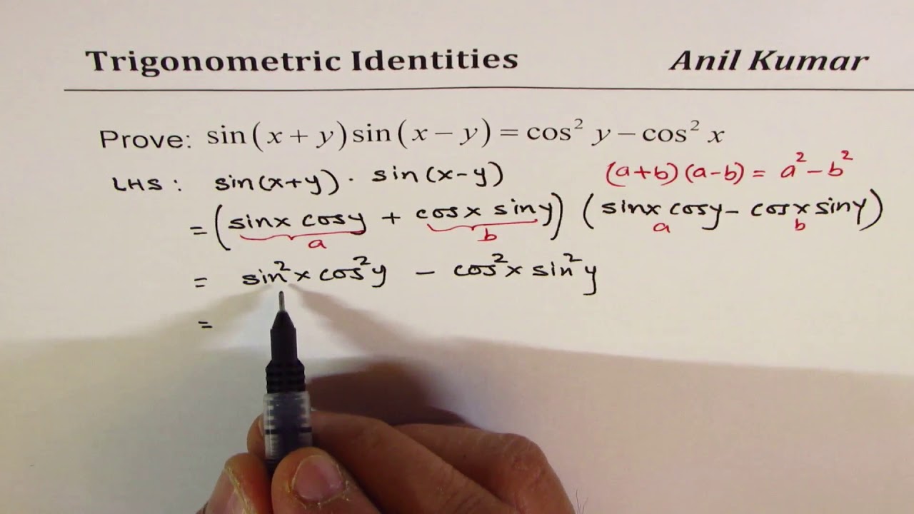 Sin x Y Sin x Y Cos 2x Cos y Trigonometric Identity YouTube