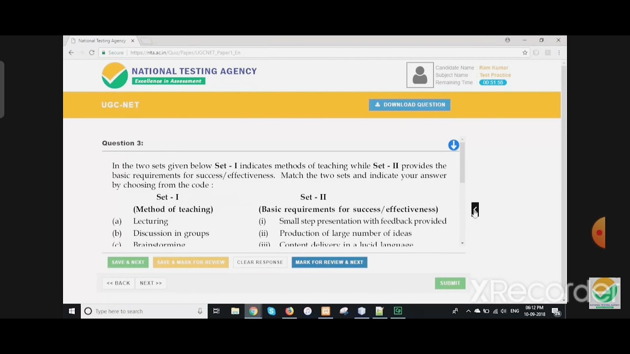 Mock Test Instructions for UGC NET examination - YouTube