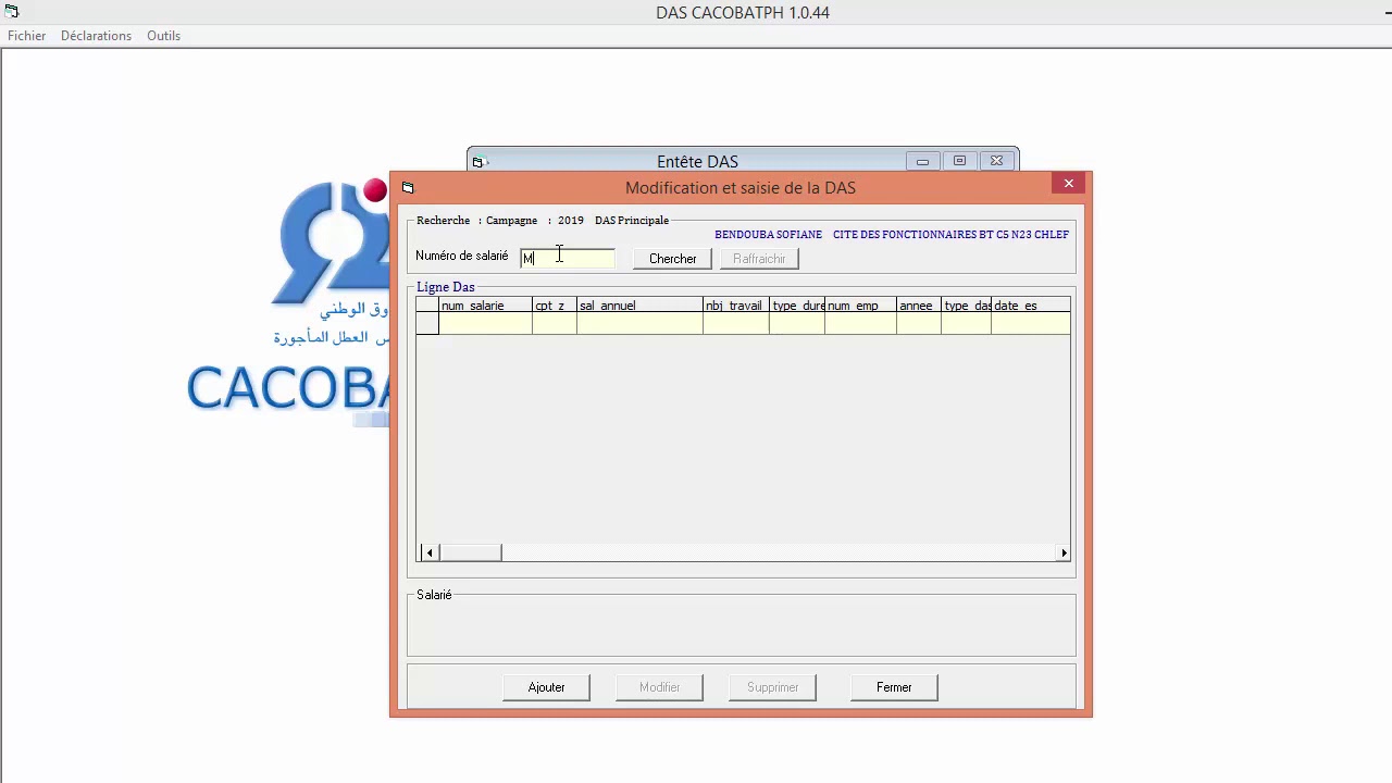 declaration cnas sur excel
