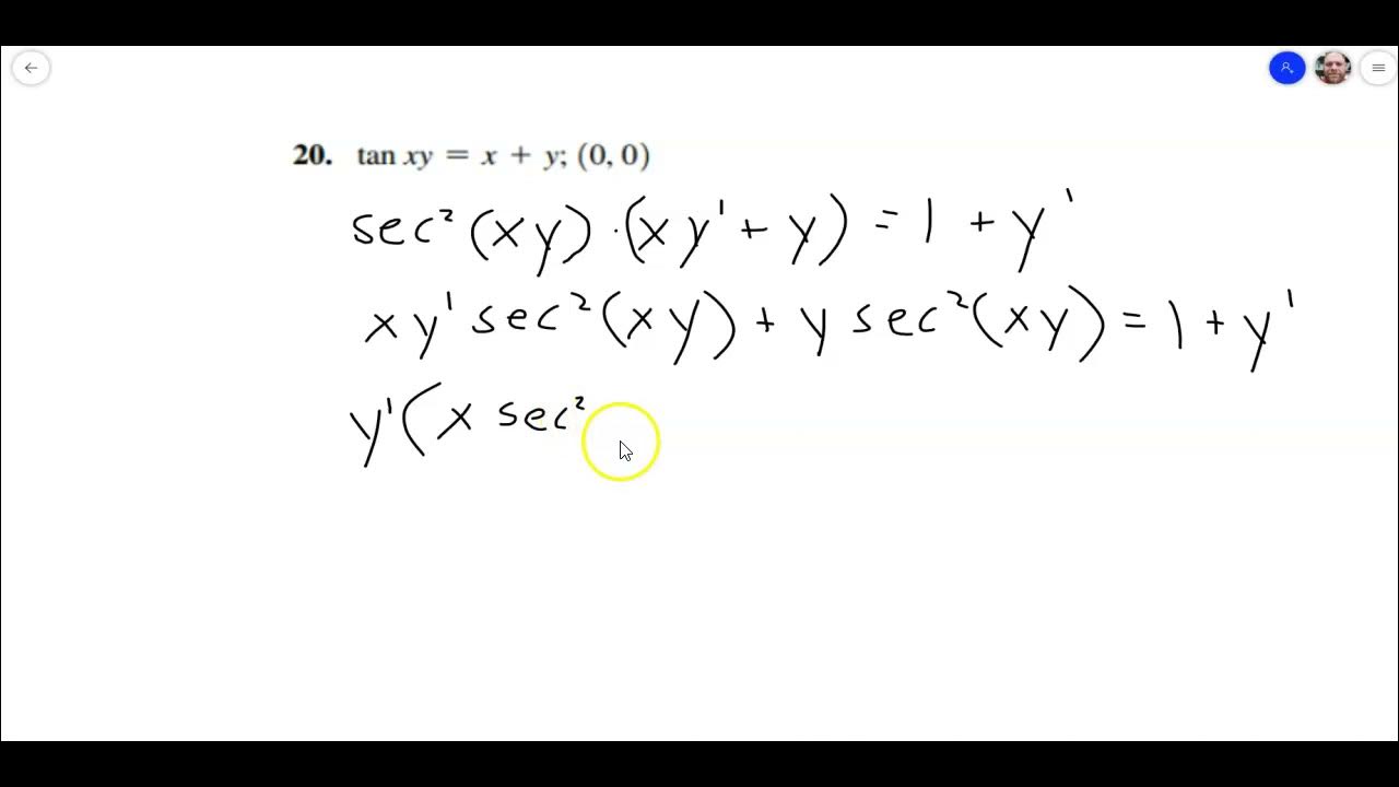 MAT271 Section 3.8 Implicit Differentiation Trig Function - YouTube