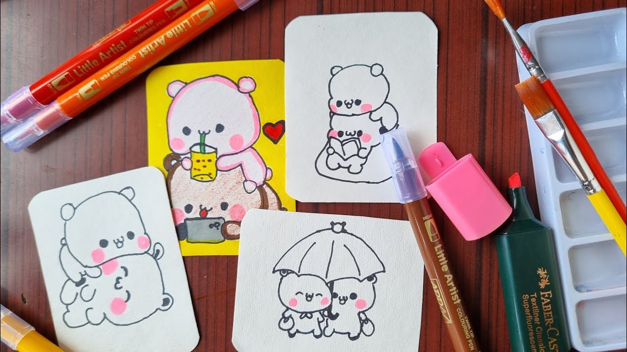 how to draw milk and mocha cartoon ||Dudu bubu drawing ...