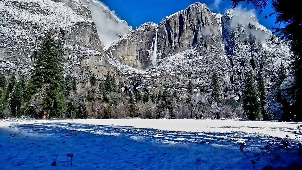 Fresh snow today at Yosemite National Park after the rainstorm - YouTube
