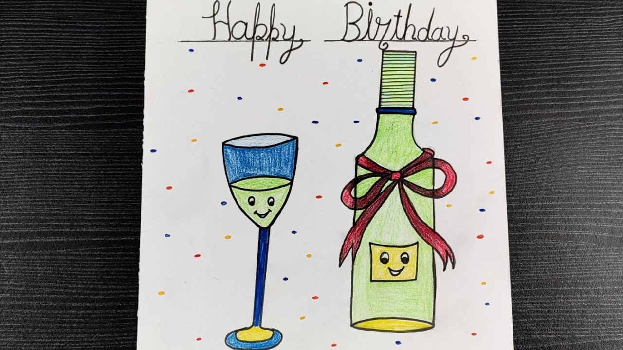 Birthday Card Drawing Easy // Happy Birthday Drawing // Poster Drawing ...