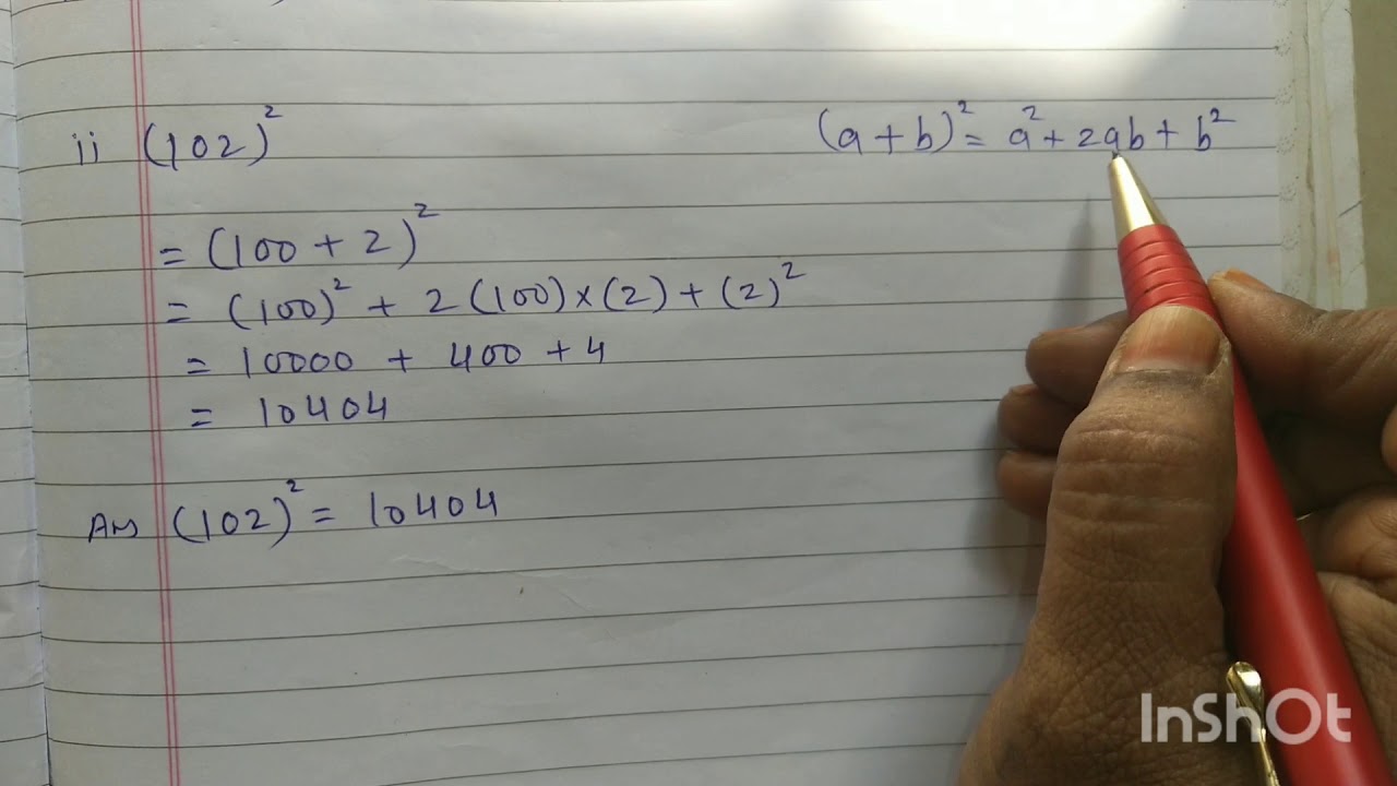 7th Std Maths Chapter 14 Algebraic Formulae Expansion of Squares P. S ...