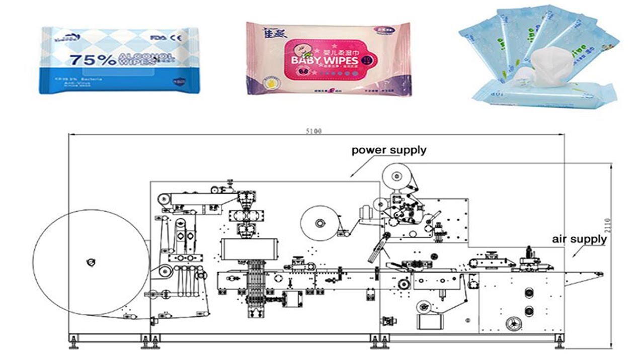 wet wipe packing machine 4 sides sealing bagging equipment machine d ...