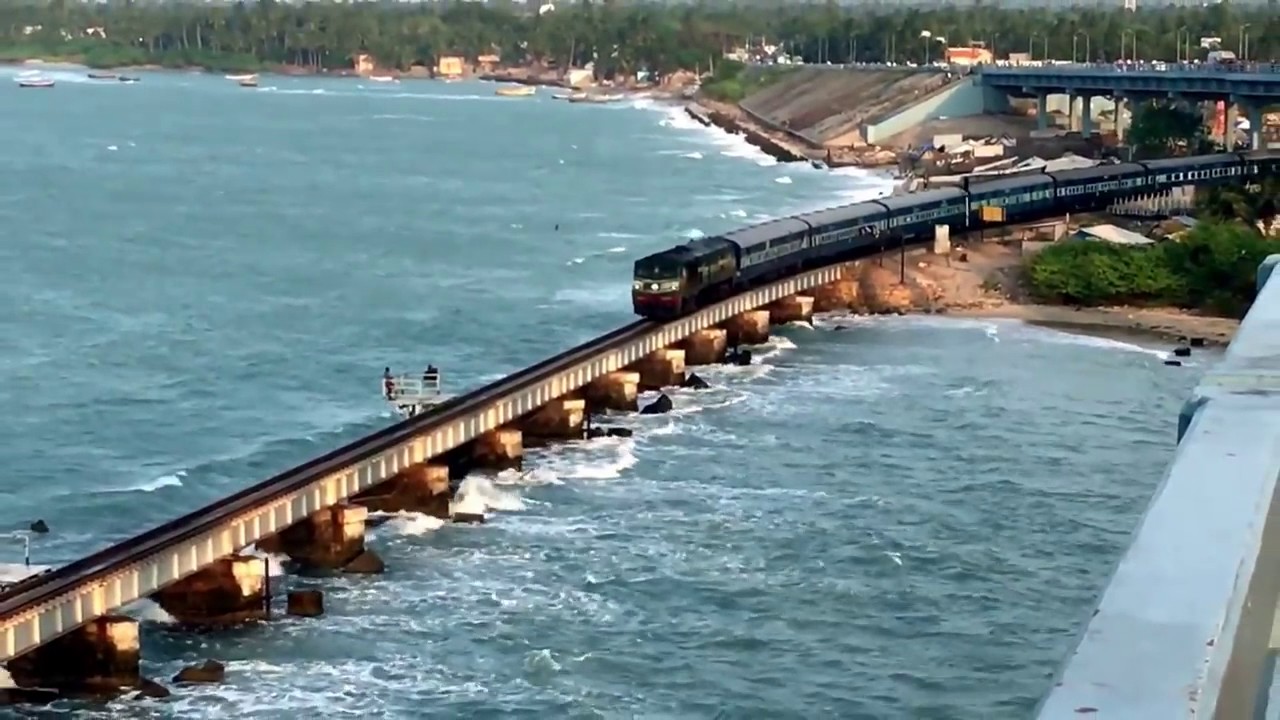 Rameswaram train bridge - YouTube