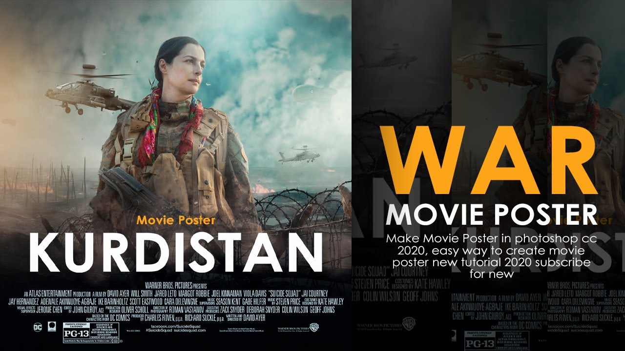 Make Movie Poster - War Poster : Photoshop Tutorial - Kurdistan - YouTube