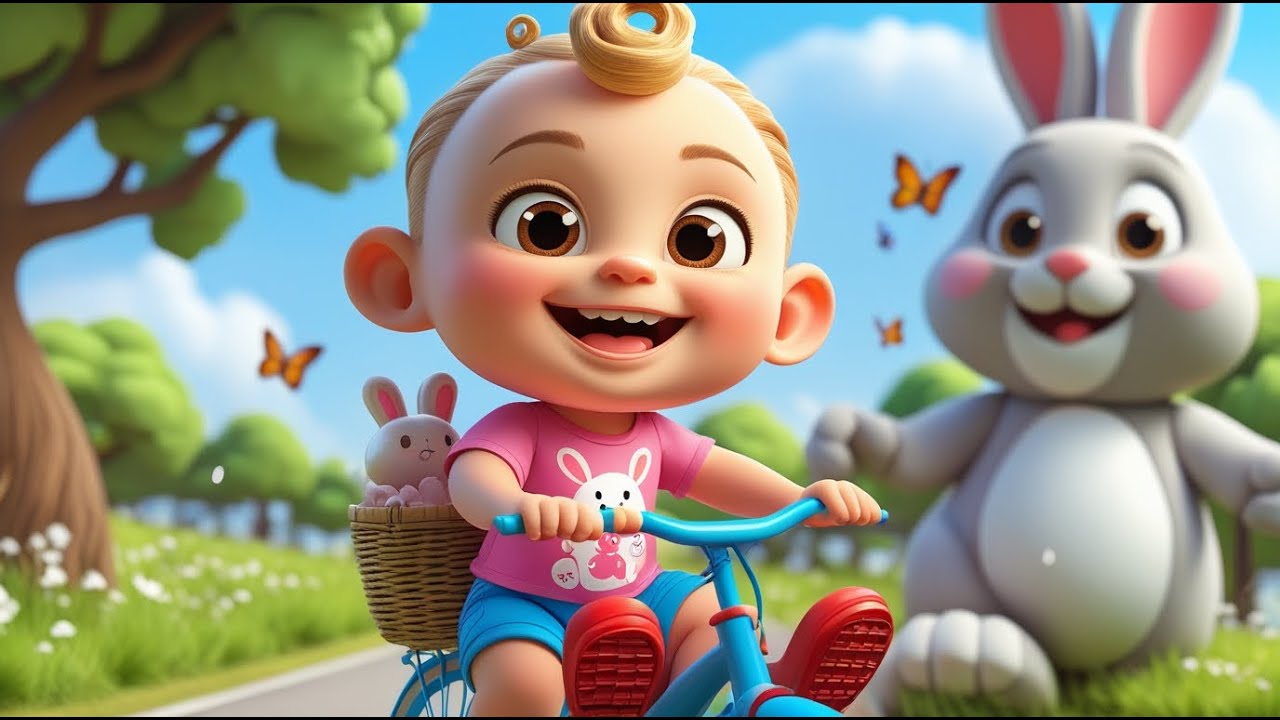 Bunny Hops on Bicycle Ride | Fun Kids Song | Playful Adventure Rhyme ...