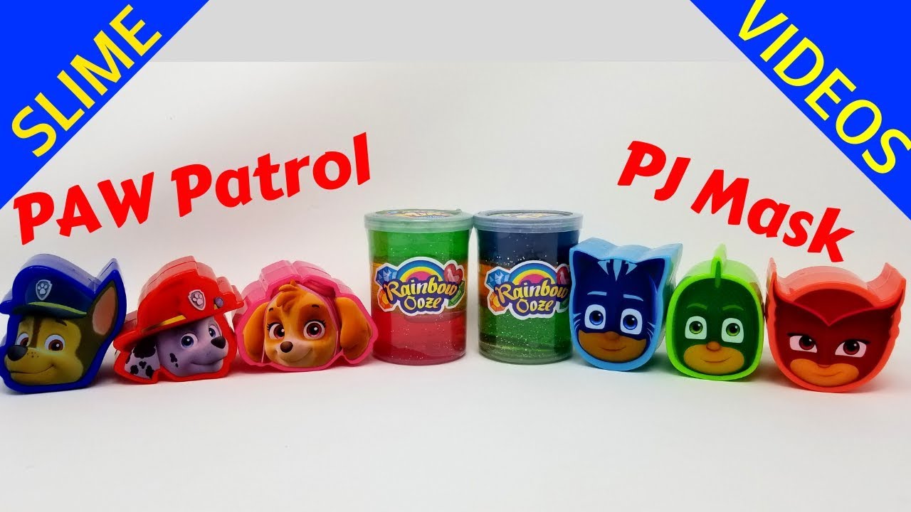 PAW Patrol & PJ Mask Surprise Slime Video | Rainbow Slime - YouTube