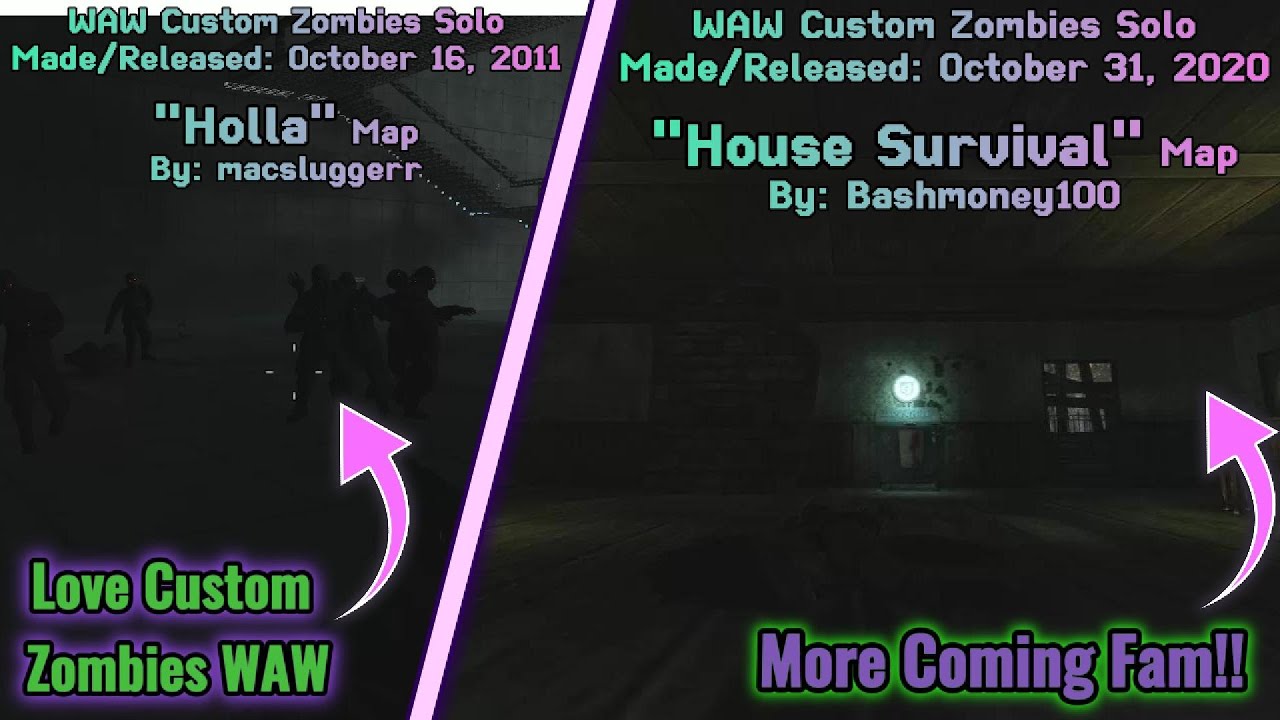 WAW Custom Zombies Solo "Holla & House Survival" Map Completed - YouTube