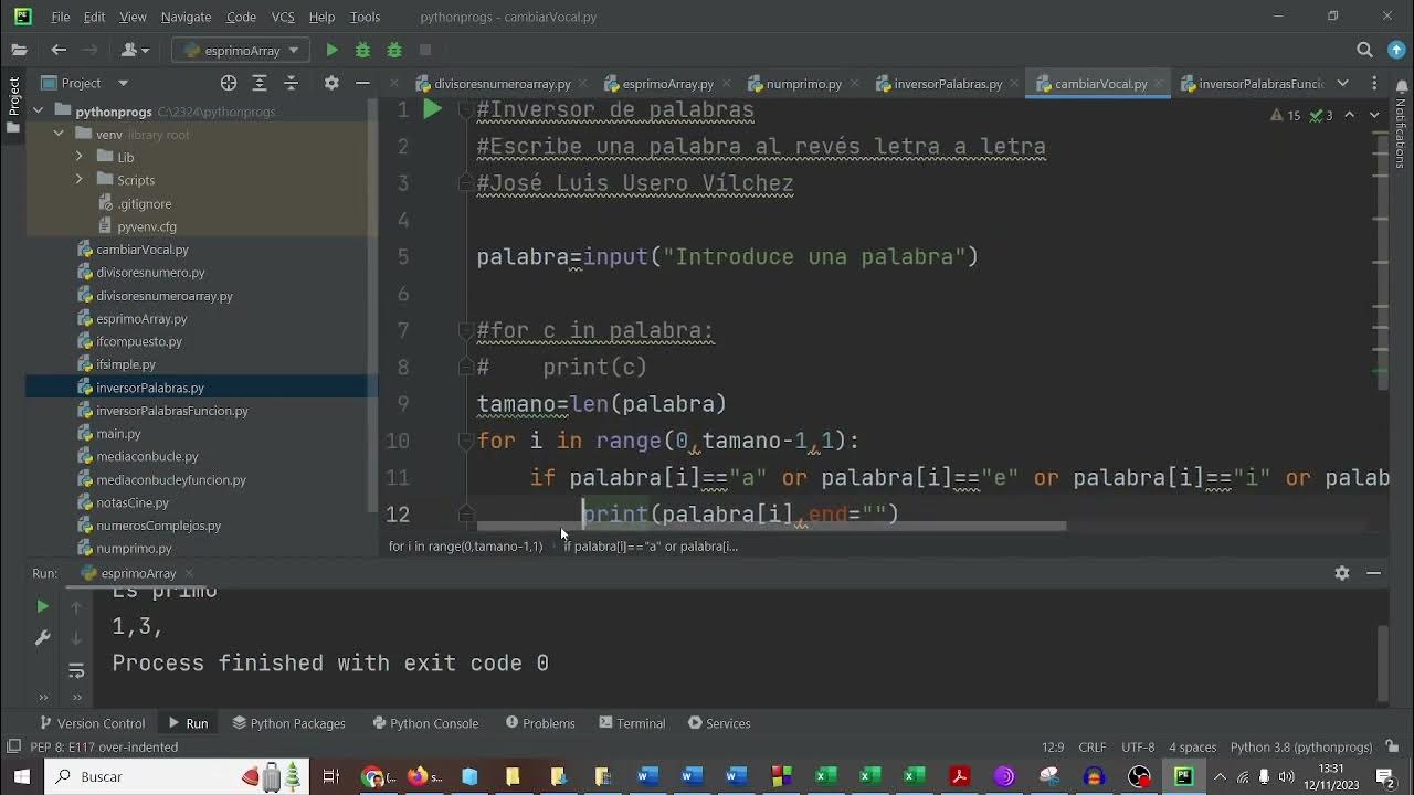 Cambiar vocal Programación Python TIC CyR ESO Bachillerato IES ...