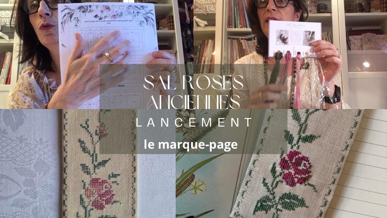 SAL roses anciennes étape 1 : le marque page #flosstube #broderie # ...