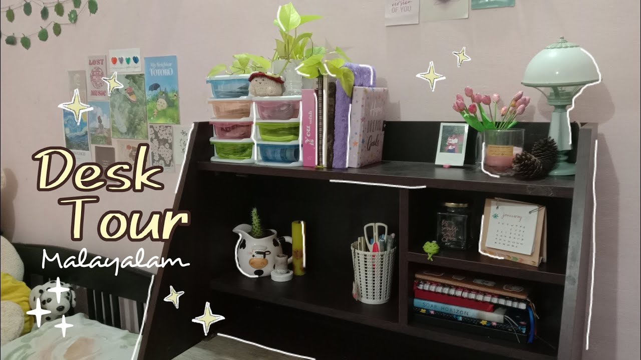 desk tour | malayalam | desk area | Li Sha Art - YouTube