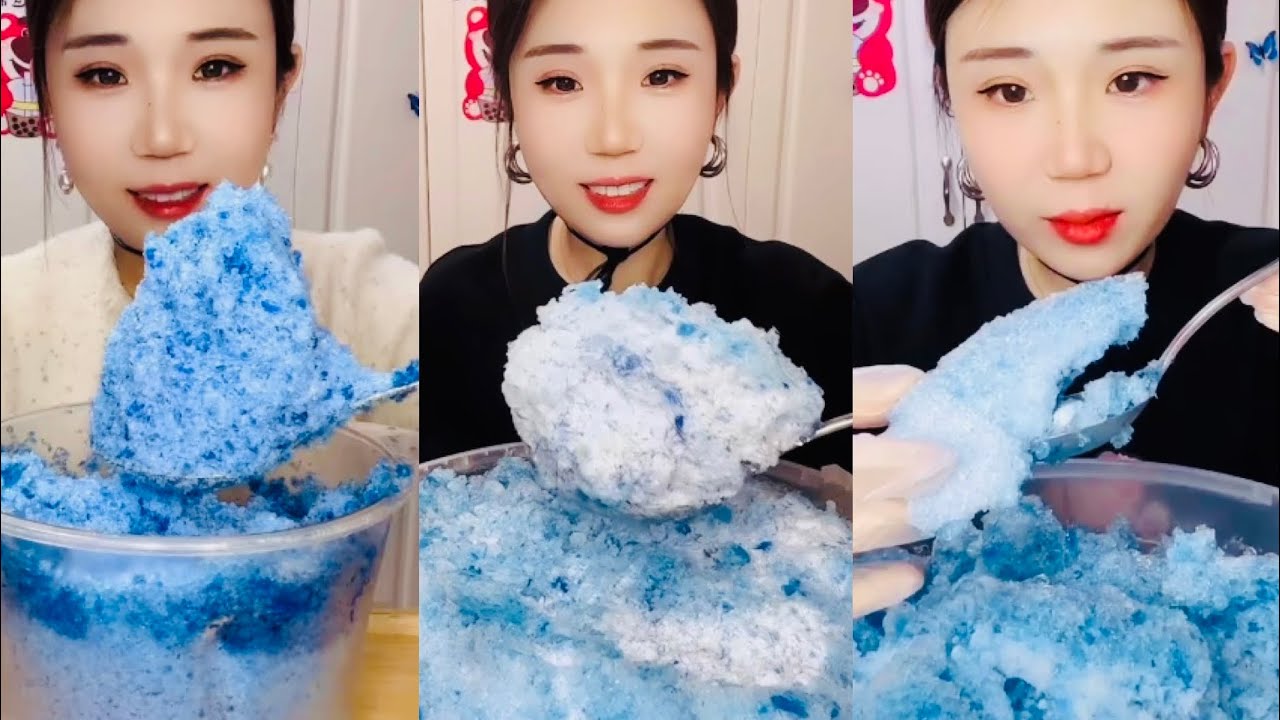 ASMR BLUE SHAVED ICE/ICE EATING - YouTube