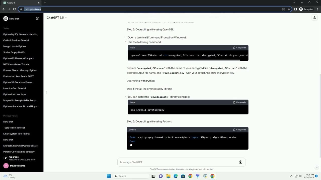 Decrypt AES 256 file with given key in OpenSSL or Python - YouTube