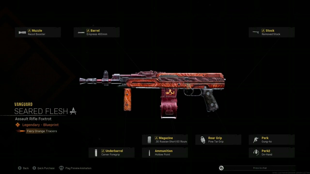 “Seared Flesh” Legendary Blueprint Assault Rifle Foxtrot (Cod Vanguard ...