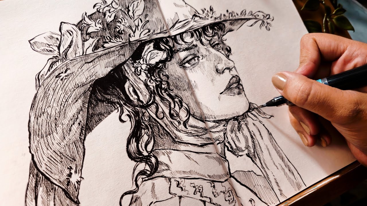 Satisfying FREEHAND brush pen ink drawing | Brush pen illustration ...