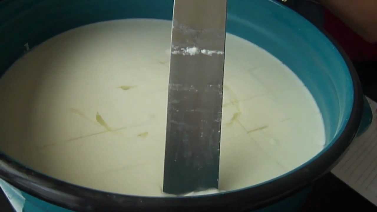 Cheese Step 3 cutting the curd - YouTube