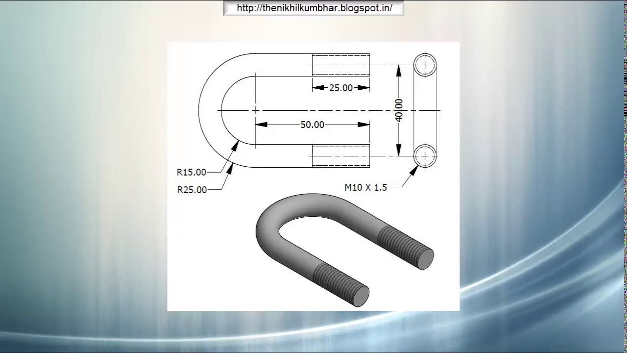Create threaded hook by Autodesk Inventor 2017 Tutorial - YouTube