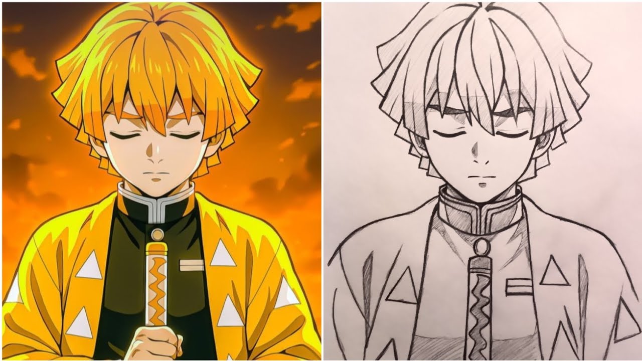 How to Draw Zenitsu Step by Step | Easy Demon Slayer Drawing Tutorial ...