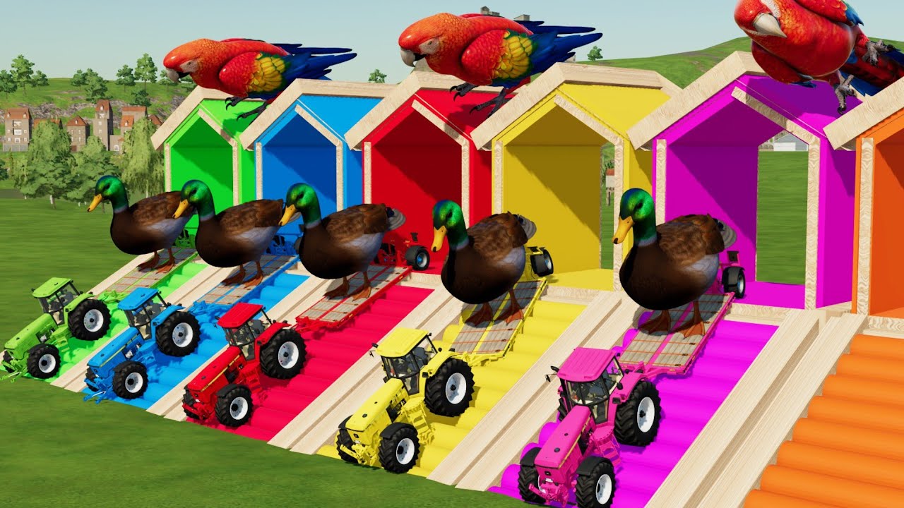 LOAD AND TRANSPORT GIANT DUCK WITH JOHN DEERE TRACTORS-Farming ...