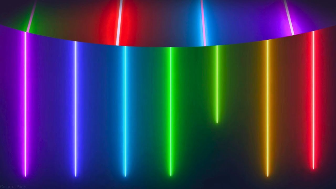 Rainbow Disco Lights😱Flashing Colorful Party Effect on Night Background ...