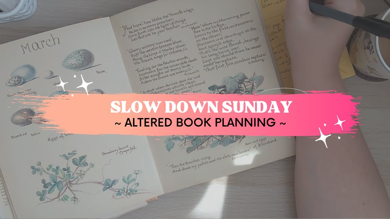 Slow Down Sunday ~ Planning The Spring Altered Book Journal Pages ~ Craft With Me - YouTube