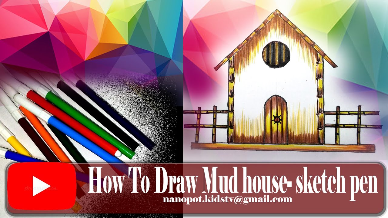 Mud-house or hut drawing for kids | hut Easy Draw step by step / hut ...