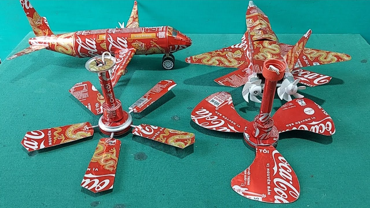 2 ceiling fans and Boeing airplane made from coca-cola cans || Homemade ...