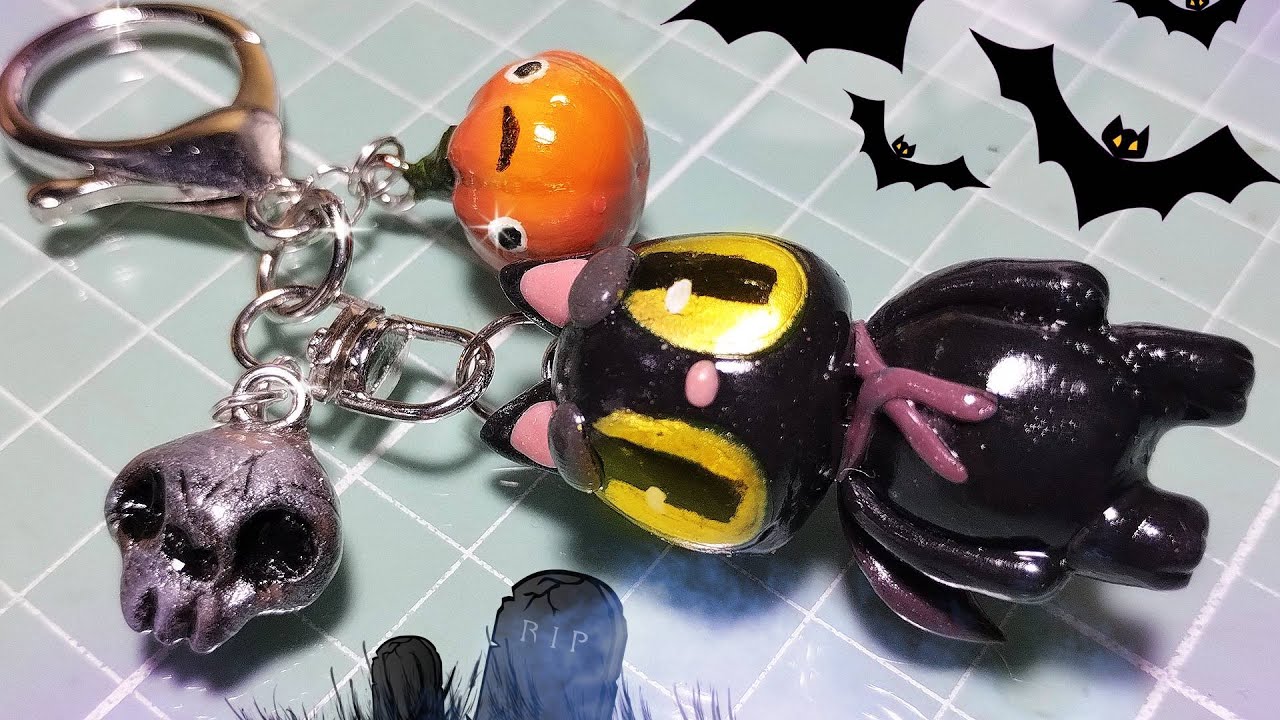 Halloween Special-Black cat keychain with polymer clay #polymerclay # ...