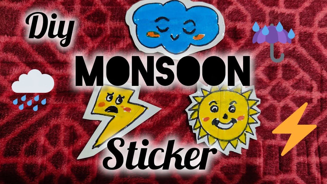 Diy stickers/Monsoon stickers/🌧️🌧️☔/Cute monsoon diy stickers🌧️☔🌈 - YouTube