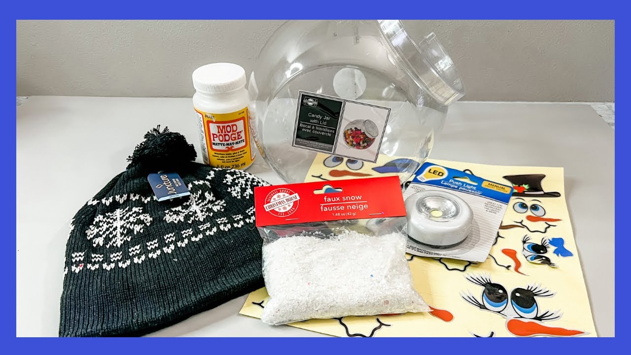 Dollar Tree Light Up Snowman DIY || Using a Plastic Candy Jar || Just 1 ...