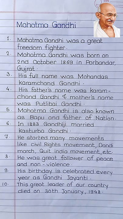 Best Speech on Mahatma Gandhi/10 lines on mahatma gandhi in English# ...