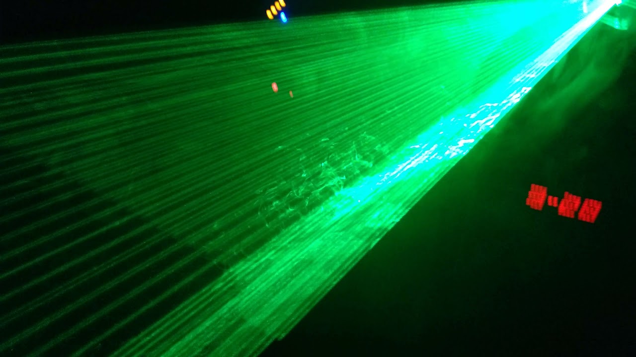Green Laser Rotating Split Beam & Smoke - YouTube
