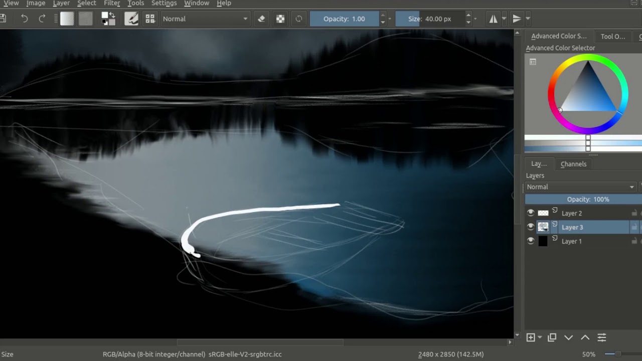 Black Canvas Painting -Nature using Krita - YouTube