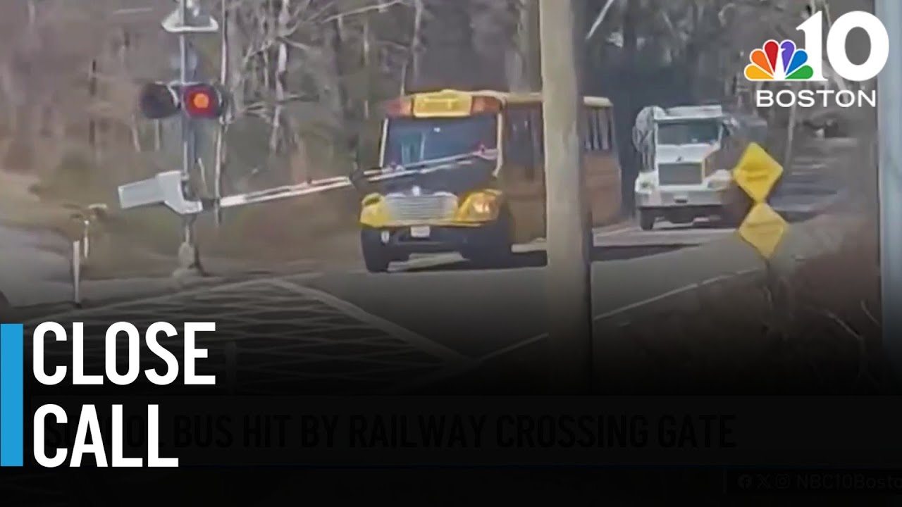 School bus hit by railway crossing gate in Freetown - YouTube
