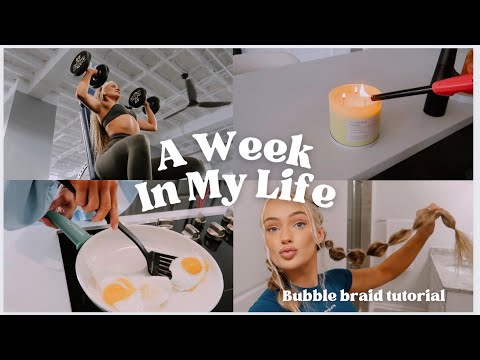 WEEK IN MY LIFE | Fitness Vlog, upper body workout, gym bubble braid hairstyle tutorial, etc ...