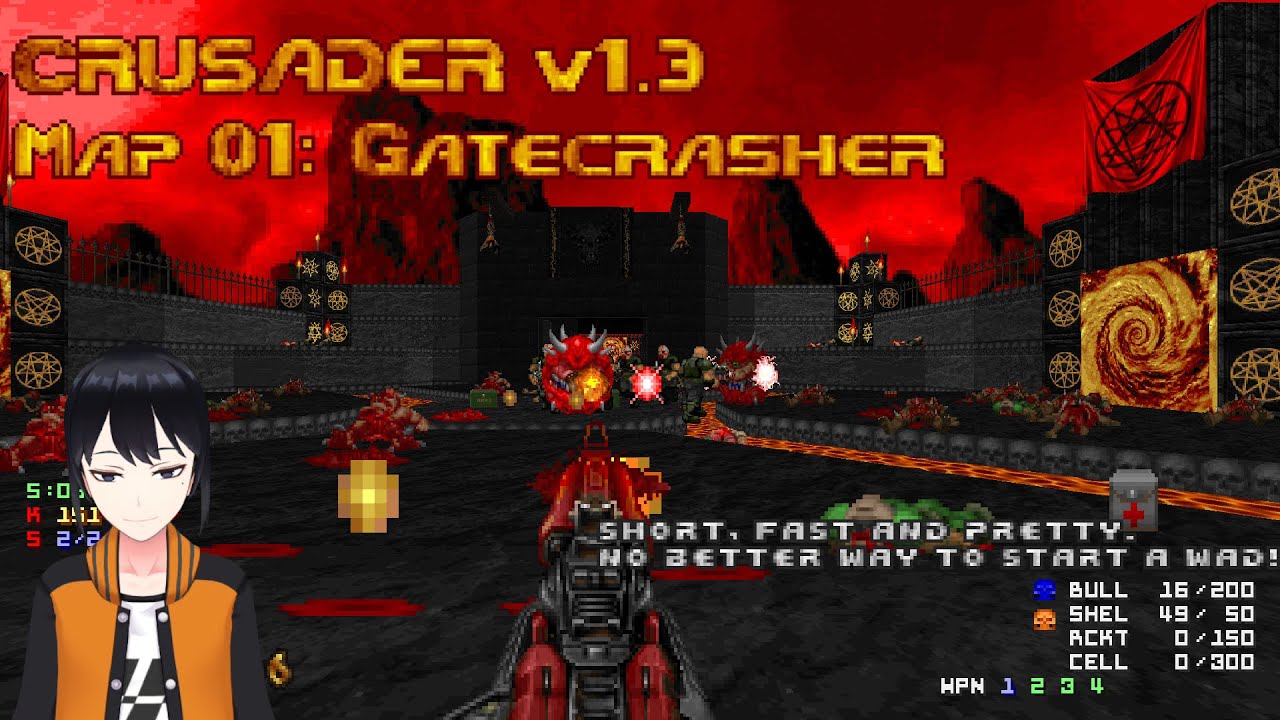 Doom 2 | Crusader v1.3, map 01: Gatecrasher - YouTube