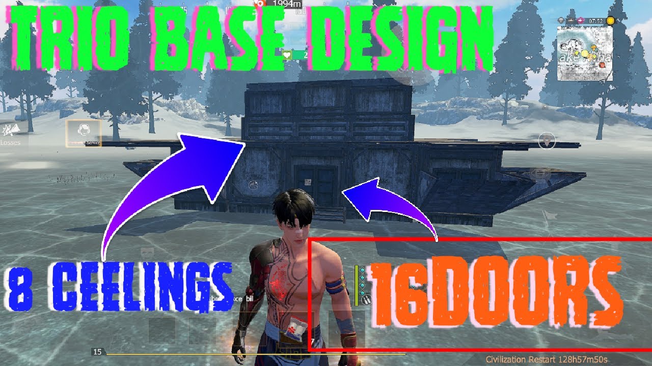 TRIO BASE DESIGN WITH 16DOORS & 8 CEELINGS 3X3 #lastislandofsurvival # ...